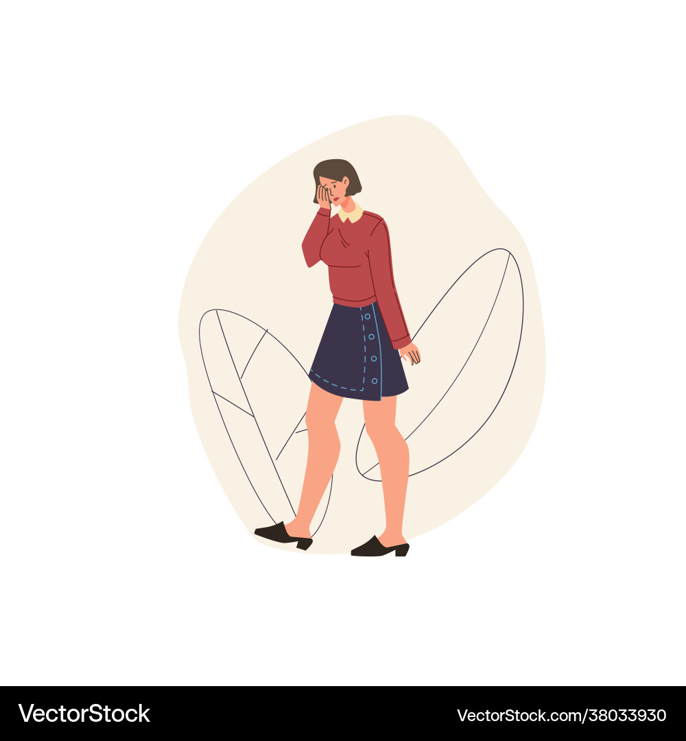 Flat cartoon character in bad mood Royalty Free Vector Image