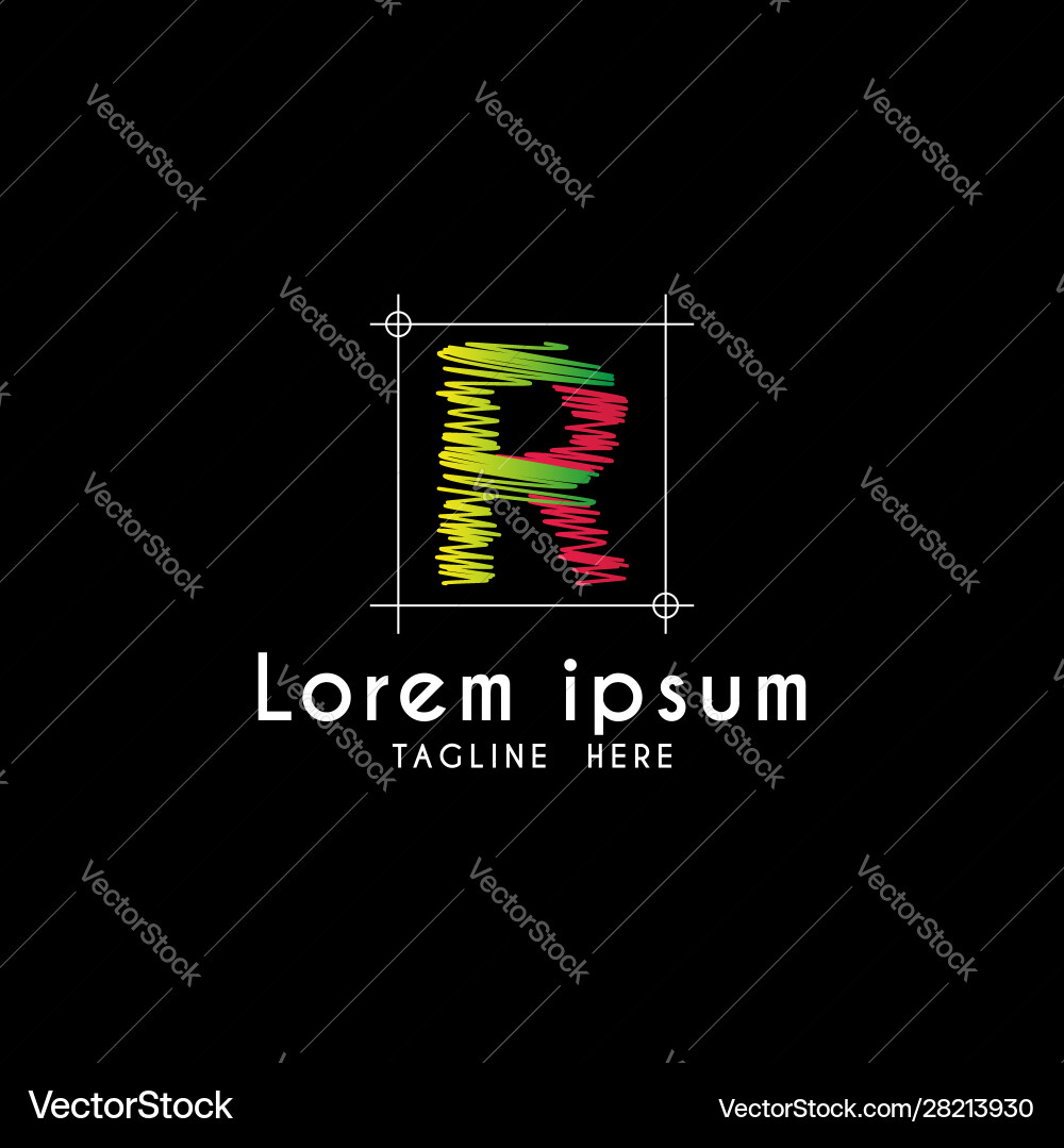 Hand drawn sketch letter r logo Royalty Free Vector Image