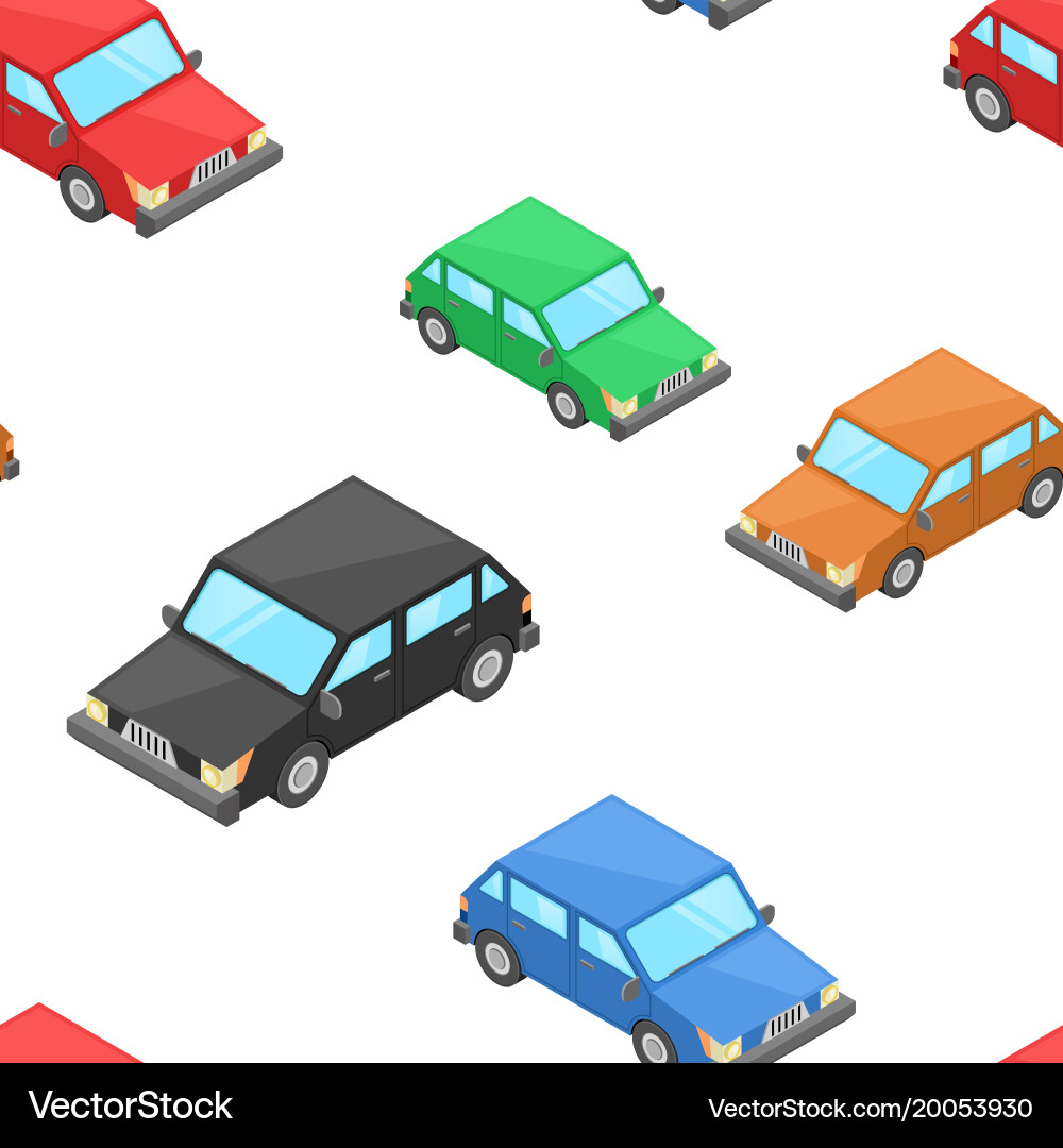 Isometric cars as seamless patter Royalty Free Vector Image
