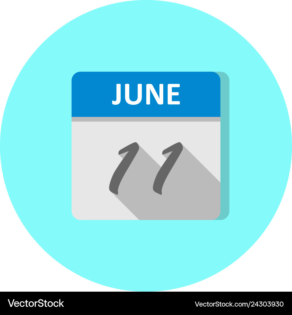 June 11th date on a single day calendar Royalty Free Vector