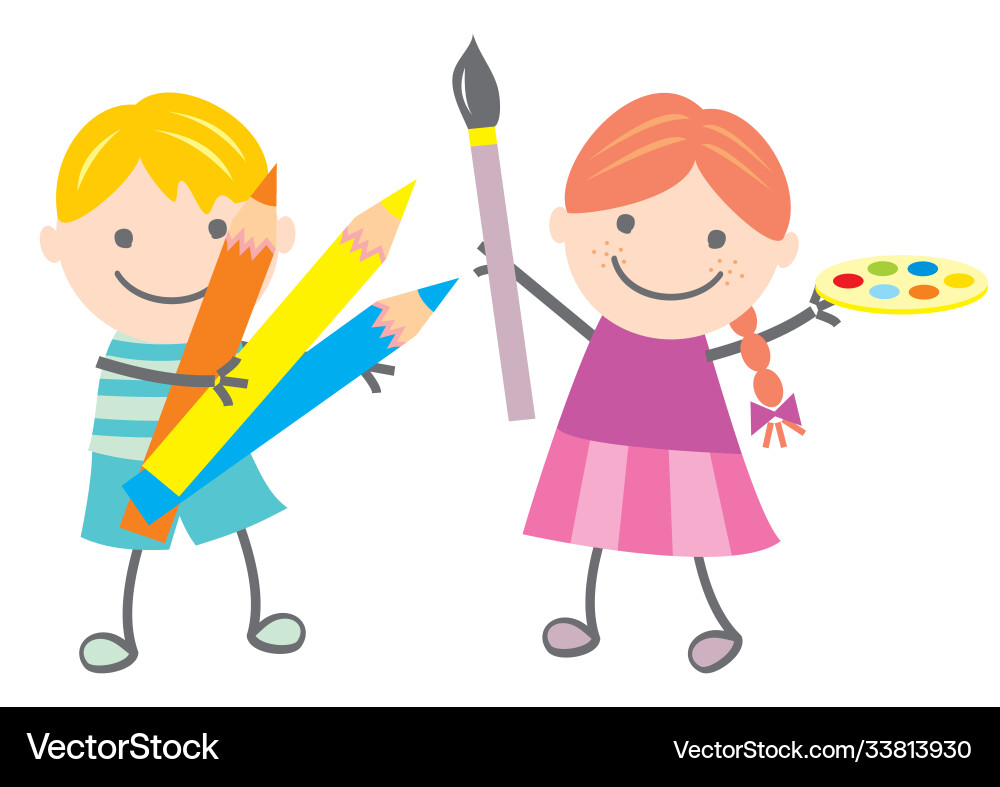 Kids and painting Royalty Free Vector Image - VectorStock