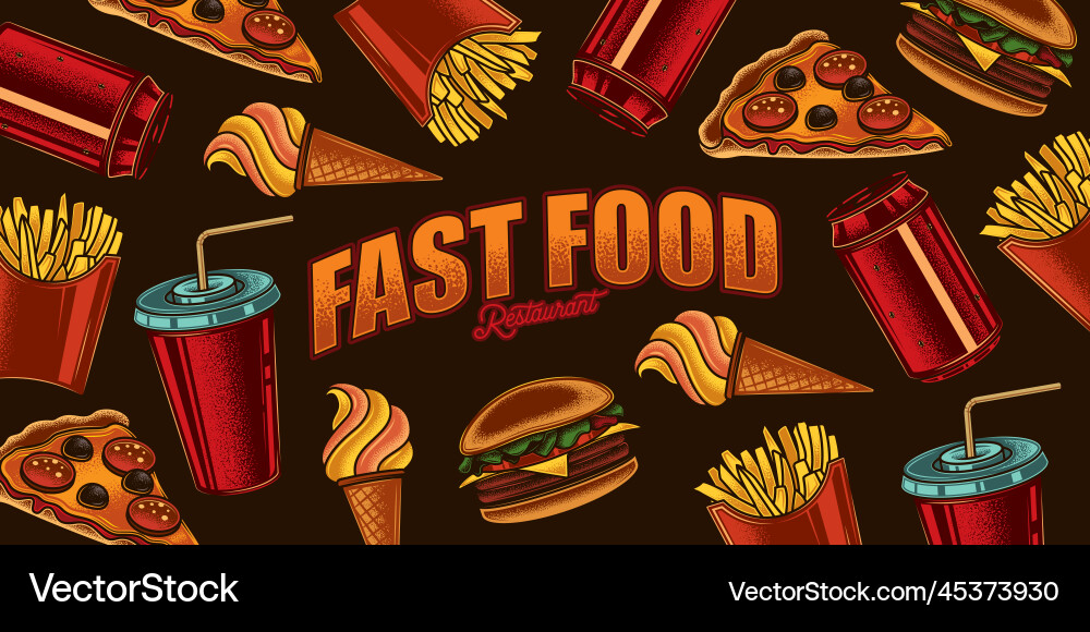 Original fast food restaurant banner Royalty Free Vector