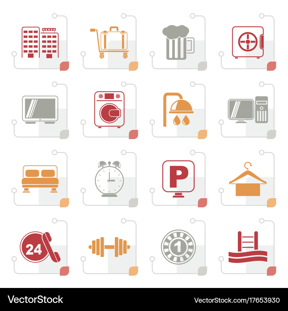 Stylized hotel and motel icons Royalty Free Vector Image