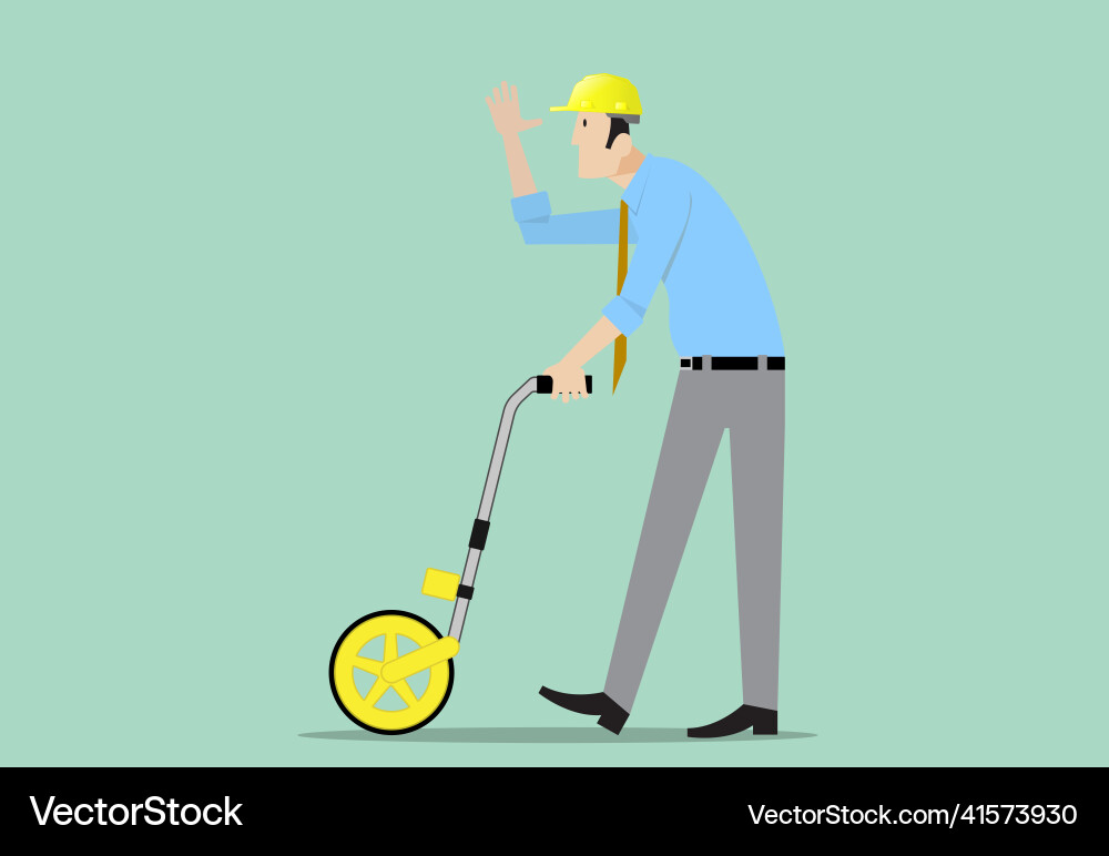 Surveyor measuring distance with s wheel Vector Image