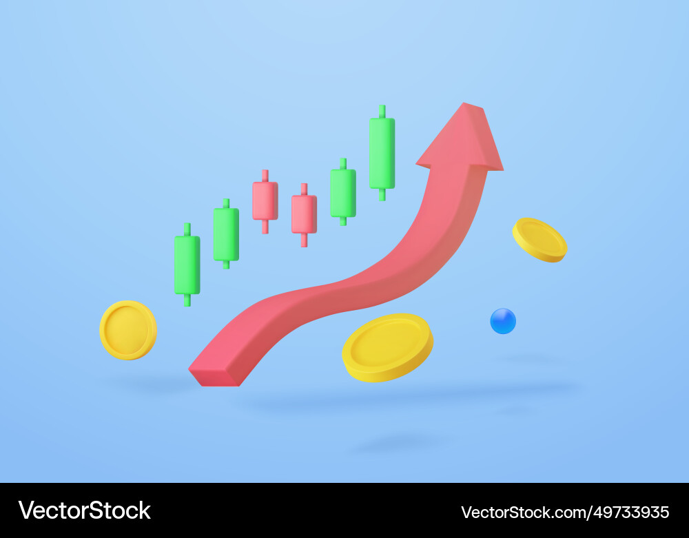 3d growth stock diagram financial graph Royalty Free Vector