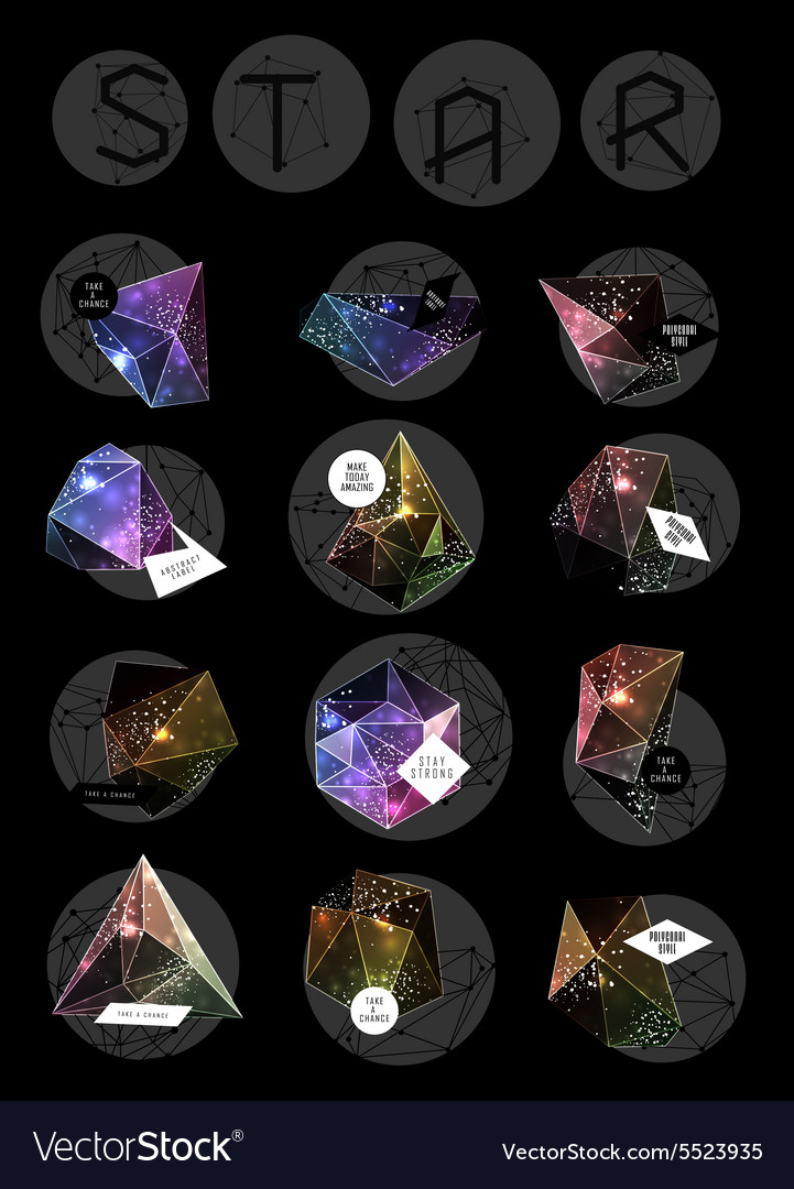 Abstract polygonal label design elements Vector Image