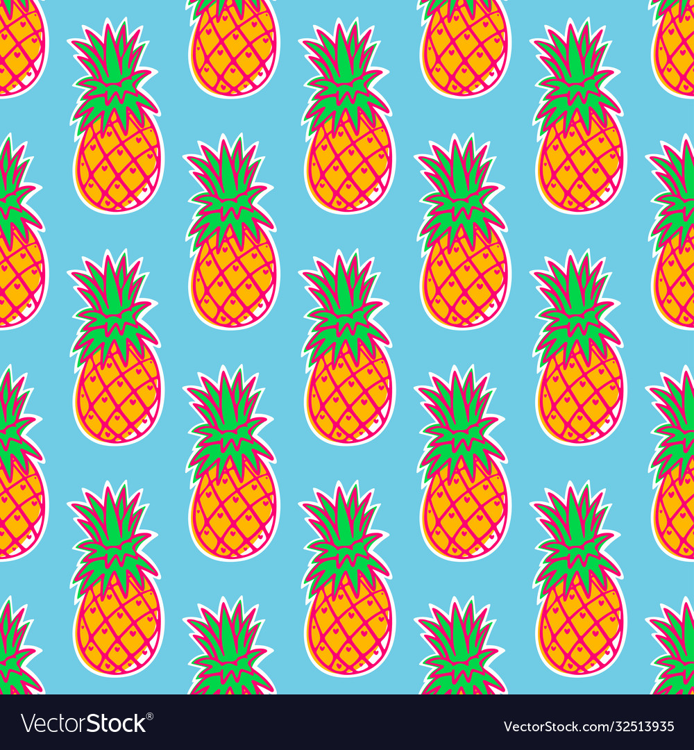 Ananas pineapple fruit seamless pattern Royalty Free Vector