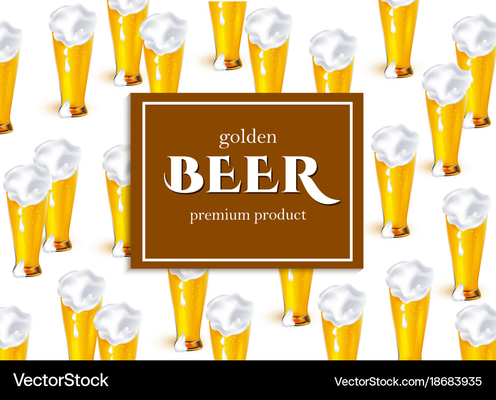 Beer poster with lager glass template Royalty Free Vector