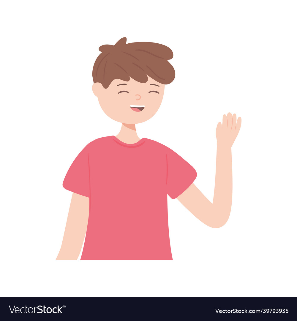 Boy waving hand Royalty Free Vector Image - VectorStock