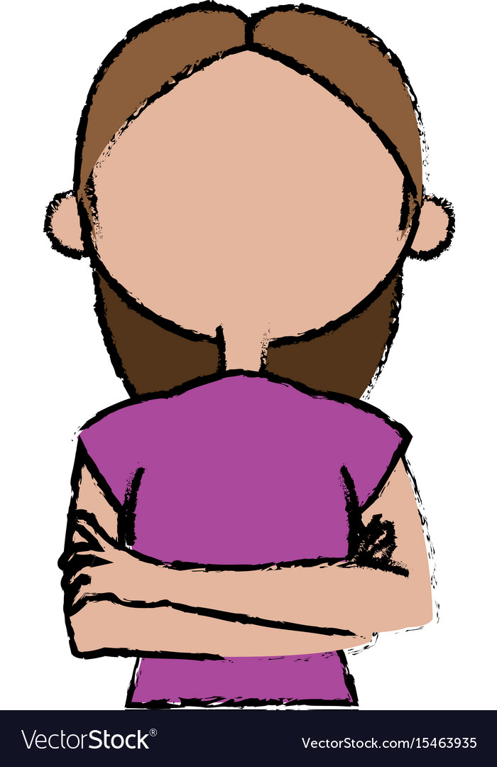 Cartoon girl female character folded arms Vector Image
