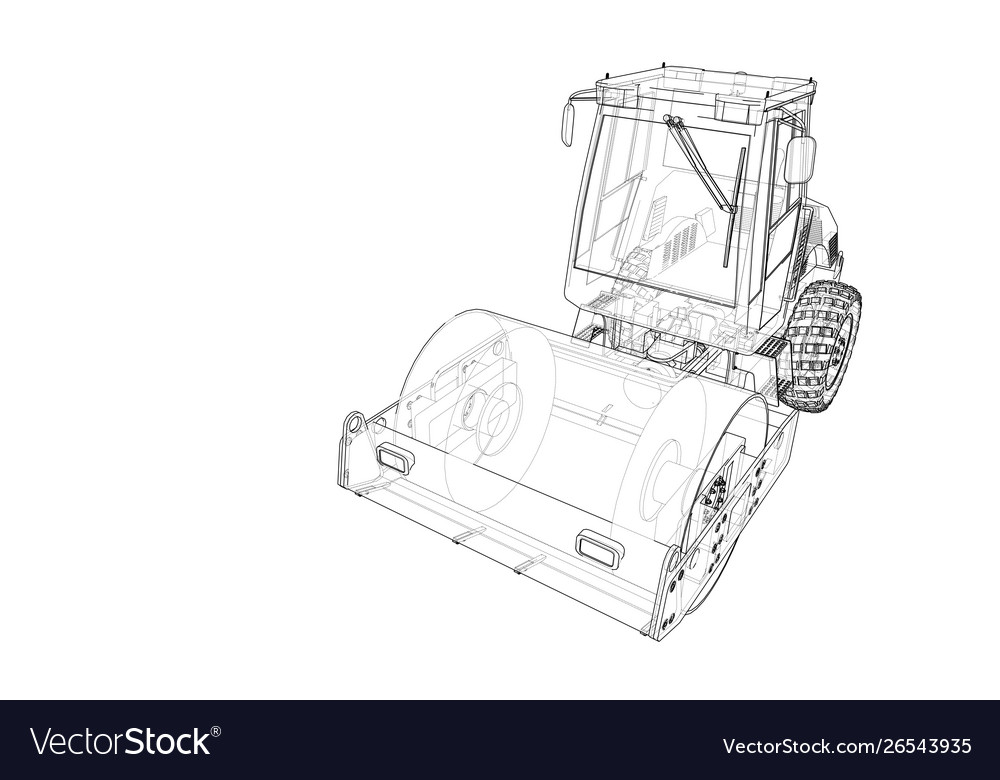 Construction machine asphalt compactor Royalty Free Vector