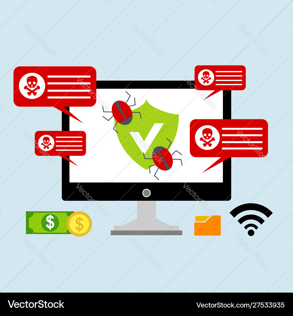 Hacker activity computeralert notification Vector Image
