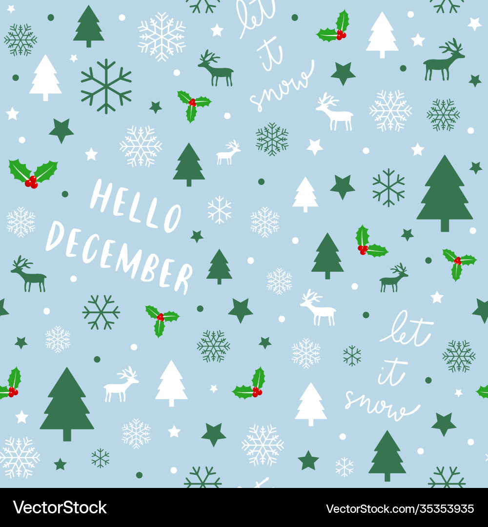 Hello december and let it snow hand lettering Vector Image