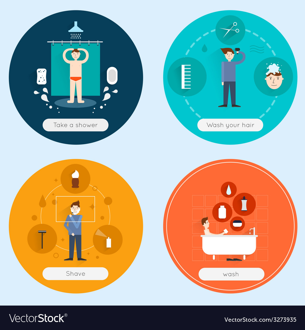 Hygiene flat set Royalty Free Vector Image - VectorStock