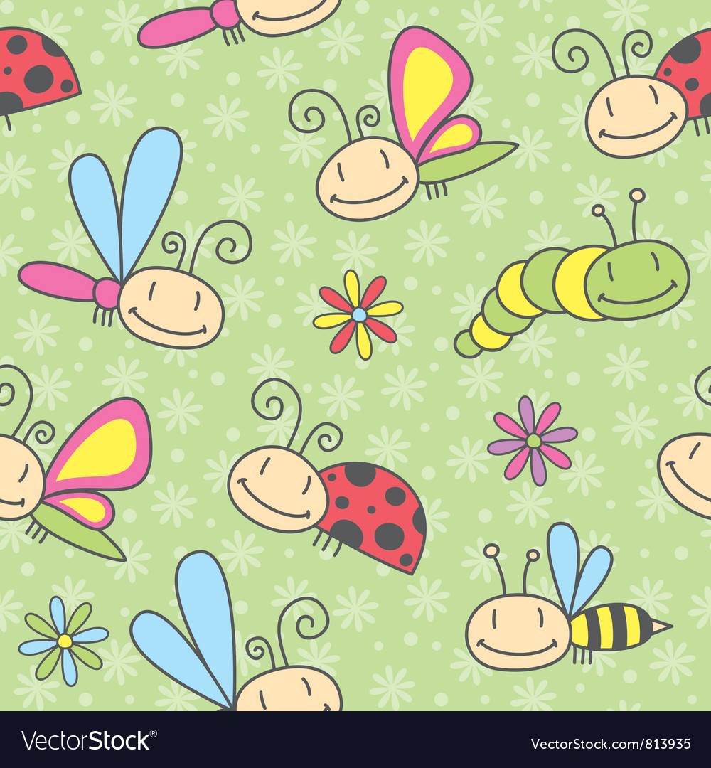 Insects pattern Royalty Free Vector Image - VectorStock