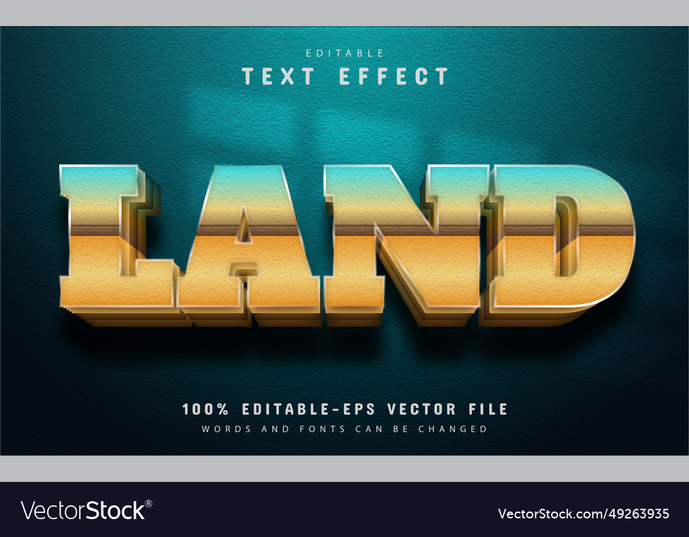 Land text effect with gradient Royalty Free Vector Image