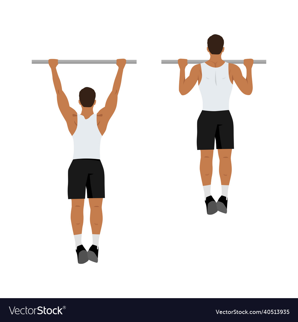 Man doing pull ups exercise flat Royalty Free Vector Image