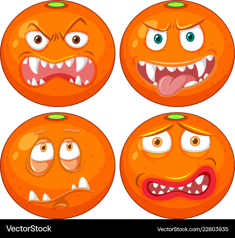 Orange with facial expression Royalty Free Vector Image
