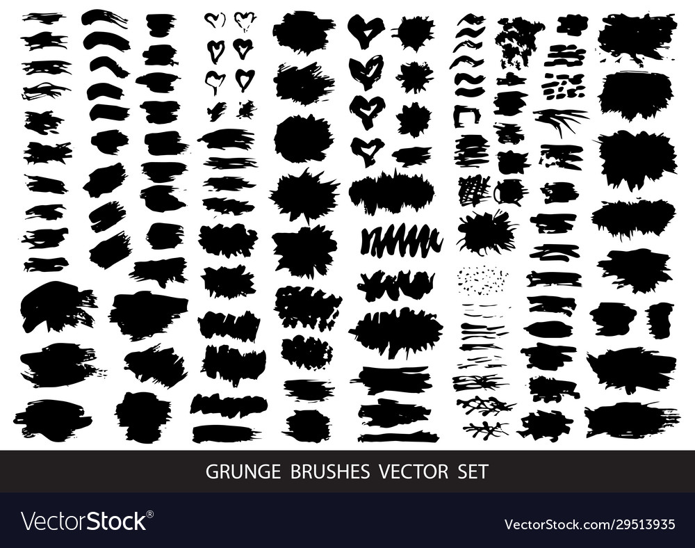 Set black paint ink brush strokes brushes Vector Image