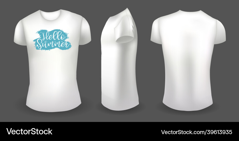White female t shirt with label front back Vector Image