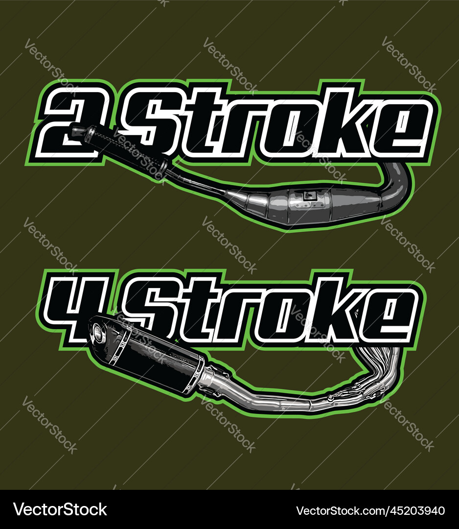 2 stroke and 4 stroke motorcycles exhaust Vector Image