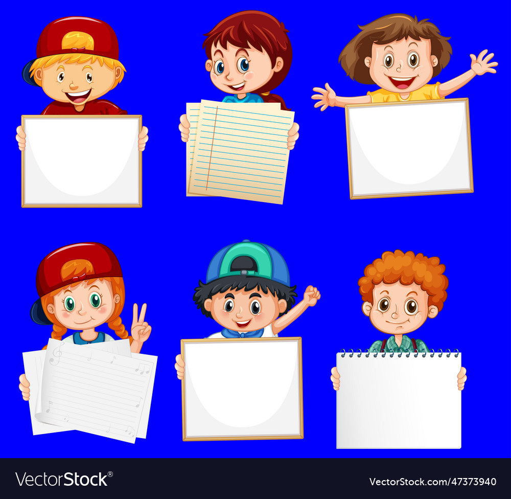 Blank sign template with many kids Royalty Free Vector Image