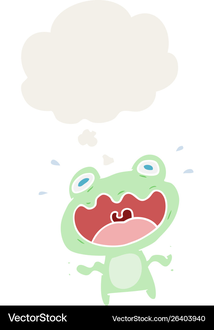 Cartoon frog frightened and thought bubble Vector Image