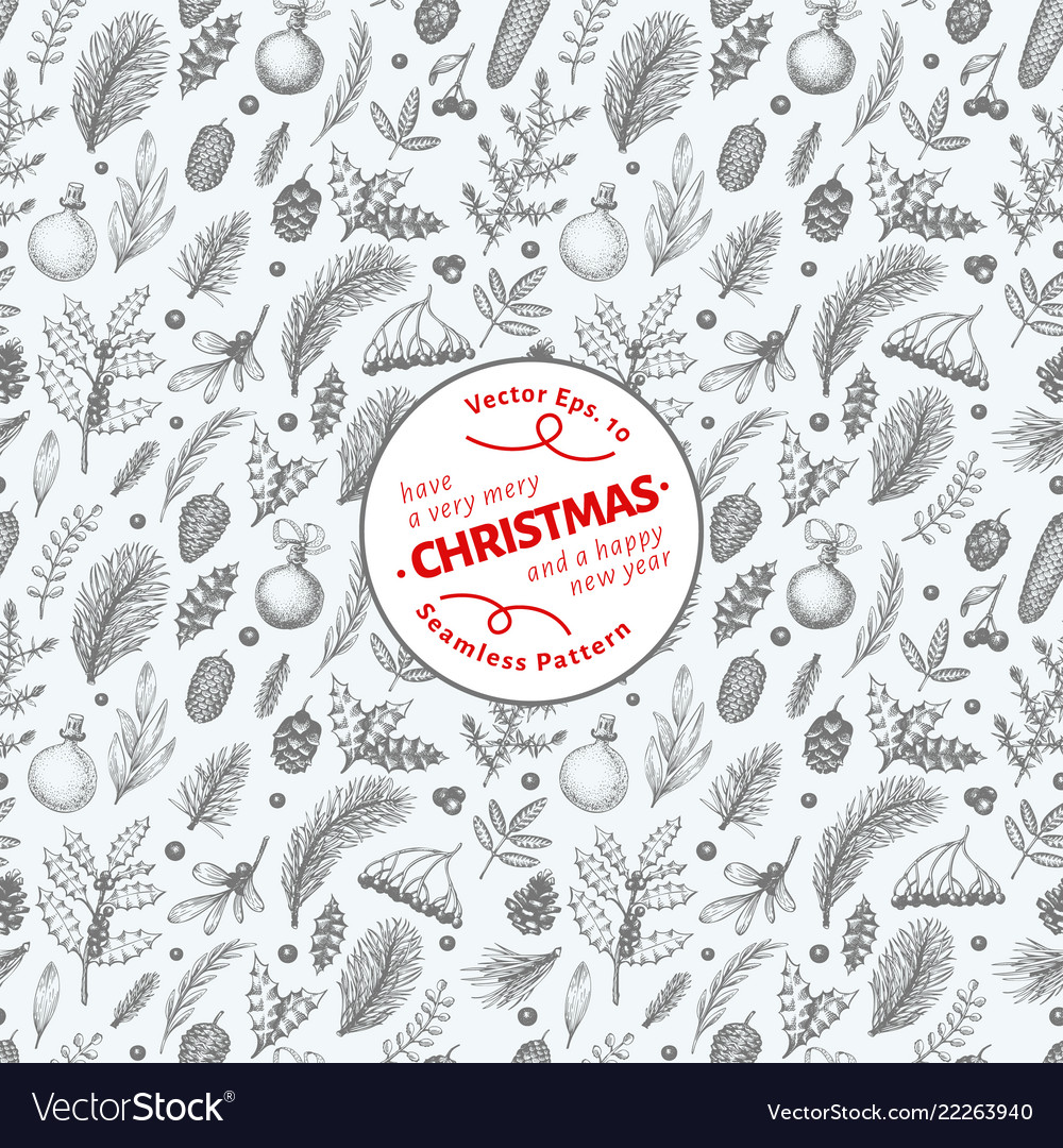 Christmas seamless pattern in vintage style Vector Image