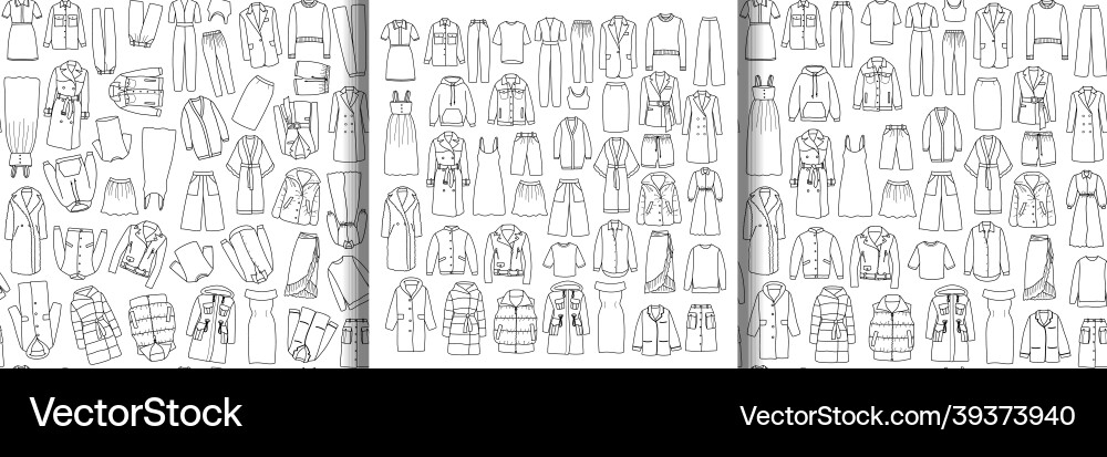 Doodle hand drawn womens clothing set Royalty Free Vector