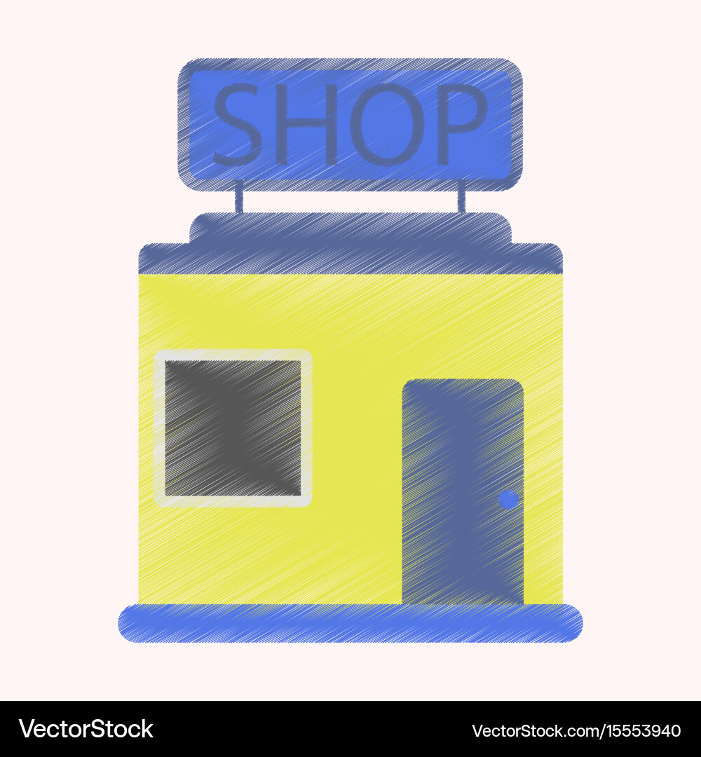 Flat icon in shading style shop store Royalty Free Vector