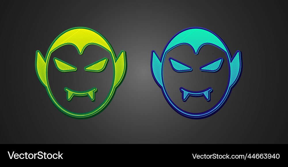 Green and blue vampire icon isolated on black Vector Image