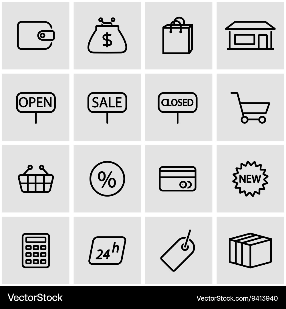 Line shop icon set Royalty Free Vector Image - VectorStock
