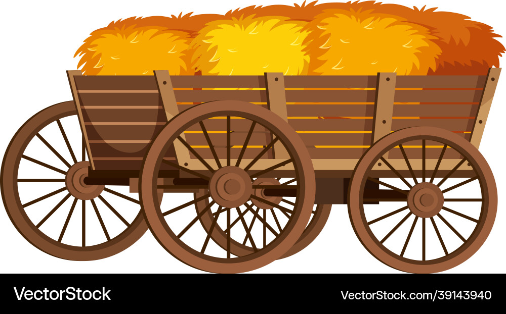 Medieval wooden wagon with haystacks Royalty Free Vector