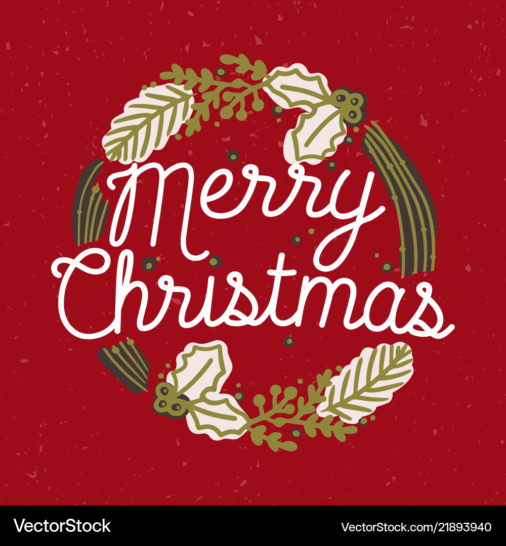 Merry christmas inscription handwritten Royalty Free Vector