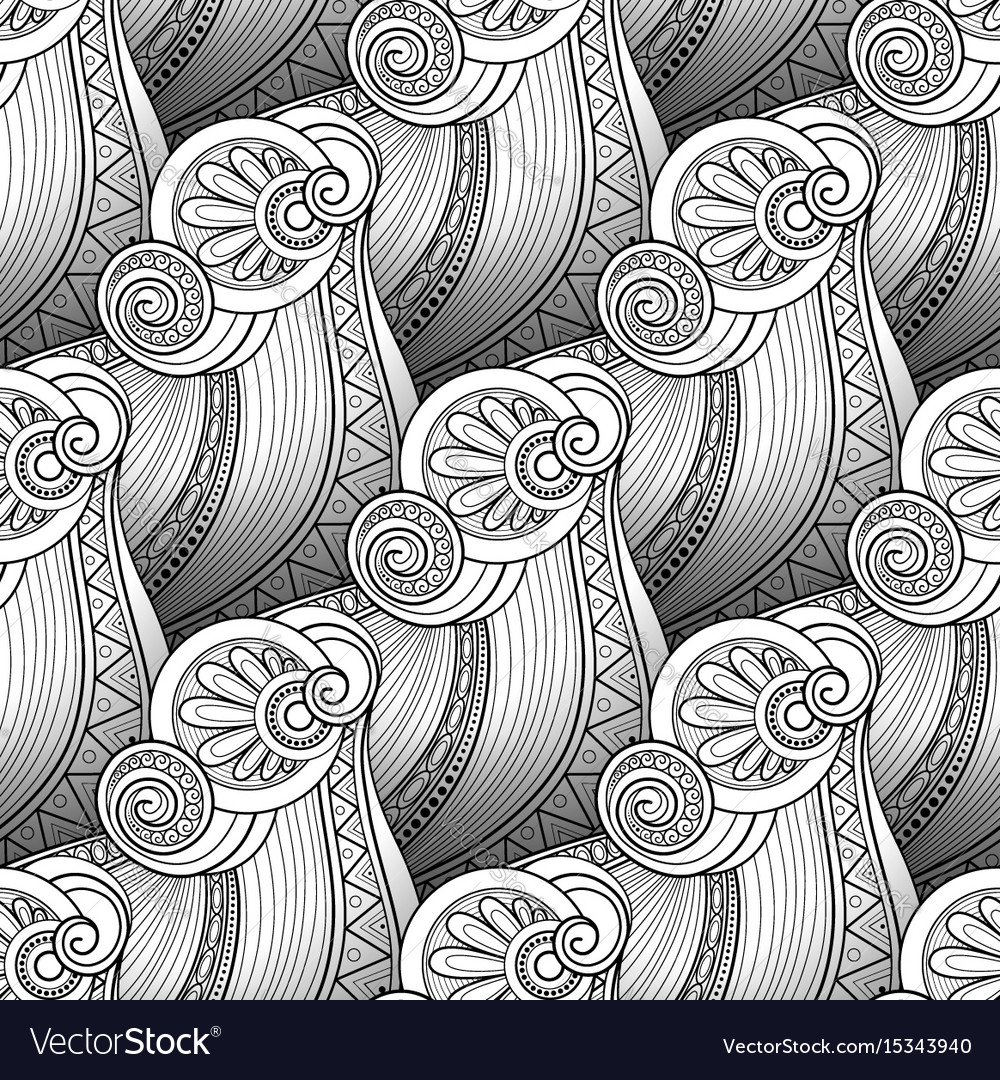 Monochrome wave seamless pattern Royalty Free Vector Image