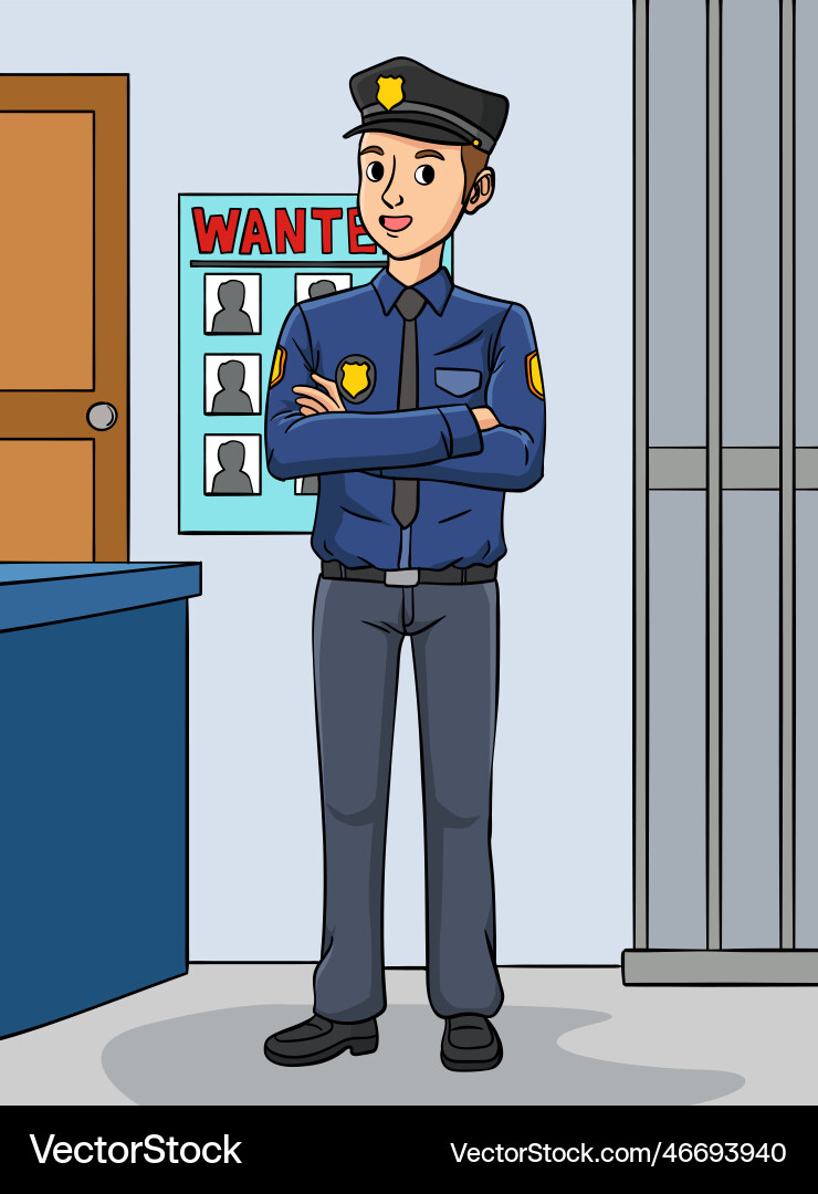 Police officer colored cartoon Royalty Free Vector Image