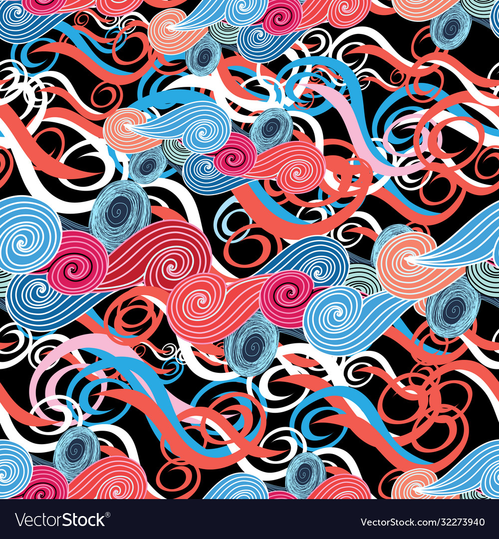 Seamless graphic pattern waves Royalty Free Vector Image