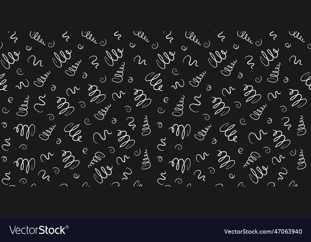 Seamless squiggle pattern black background Vector Image
