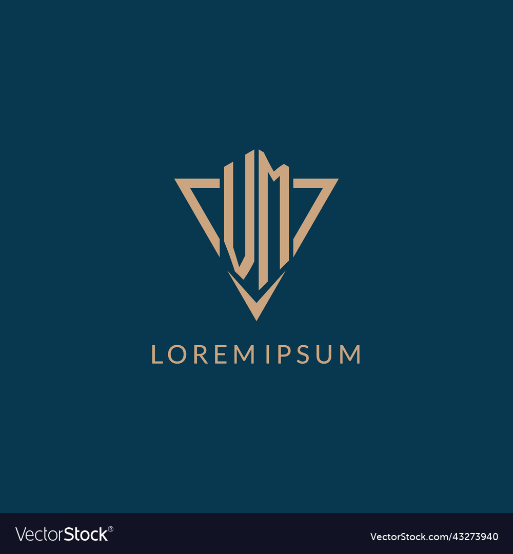 Vm logo initials triangle shape style creative Vector Image