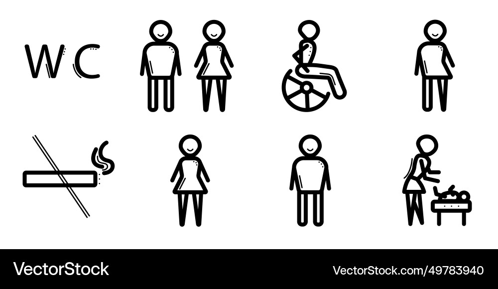 Wc and toilet icon set Royalty Free Vector Image