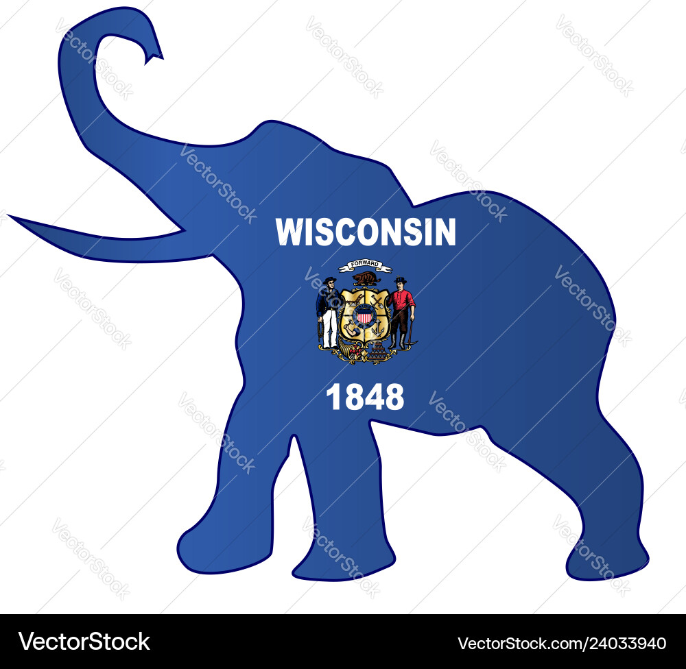 Wisconsin republican elephant flag Royalty Free Vector Image