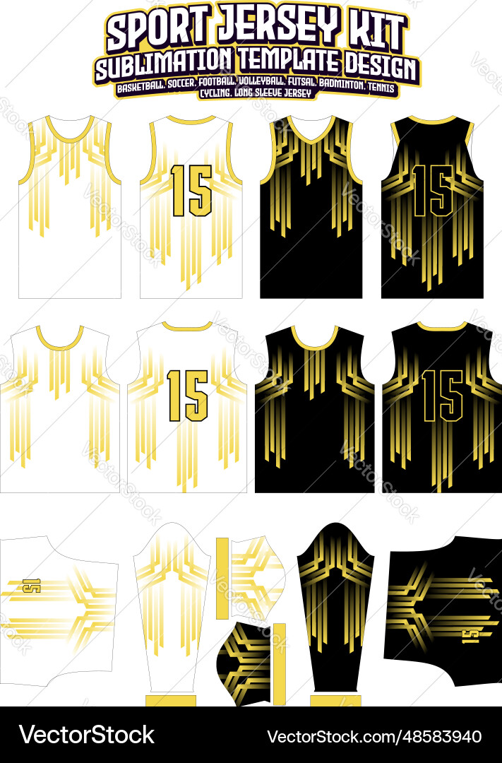 Yellow techno stripes jersey design sportswear Vector Image