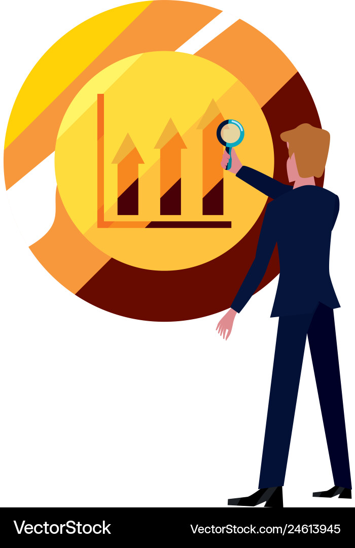 Businessman with magnifier Royalty Free Vector Image