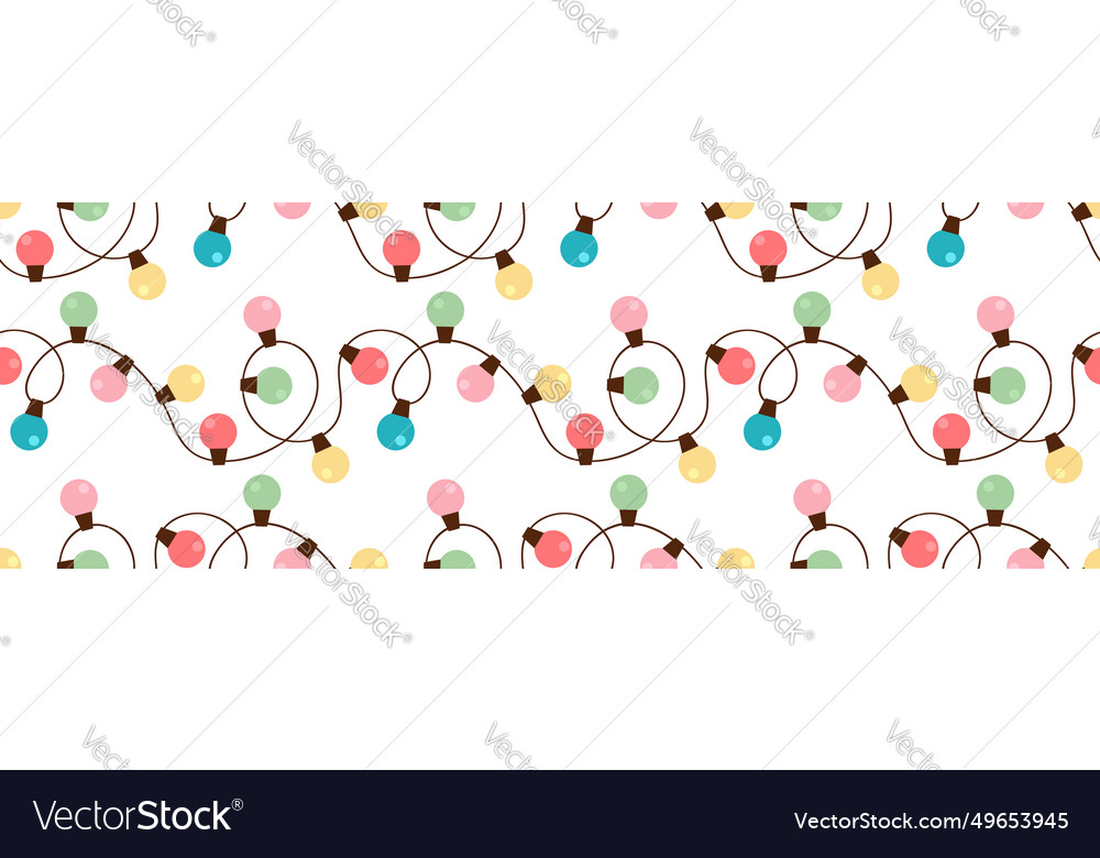 Christmas lights strings seamless pattern design Vector Image