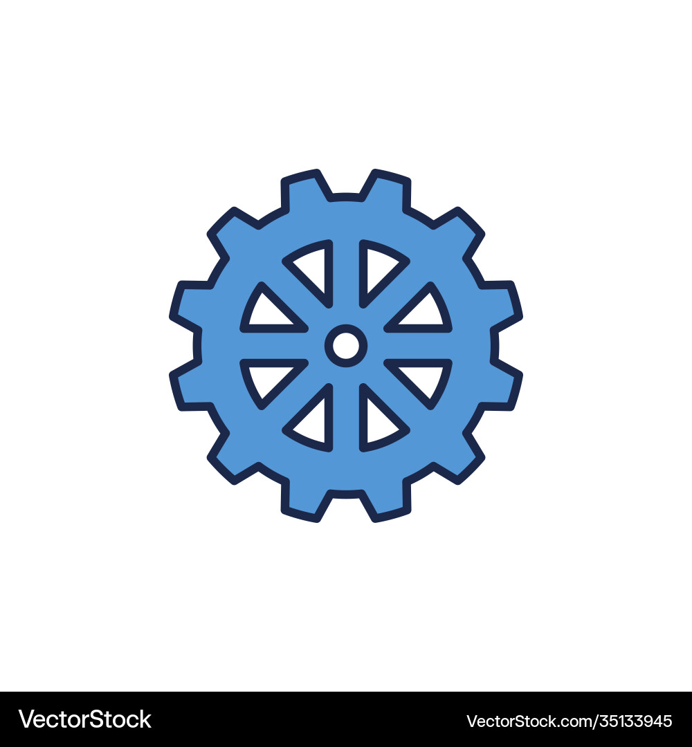 Cog wheel concept blue icon or sign Royalty Free Vector