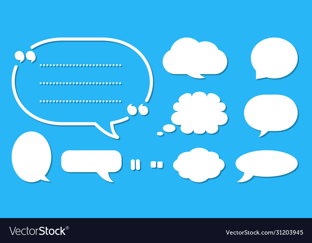 Comic cartoon speech bubble message set Royalty Free Vector