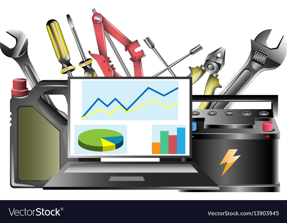 Concept of tools in a car workshop Royalty Free Vector Image