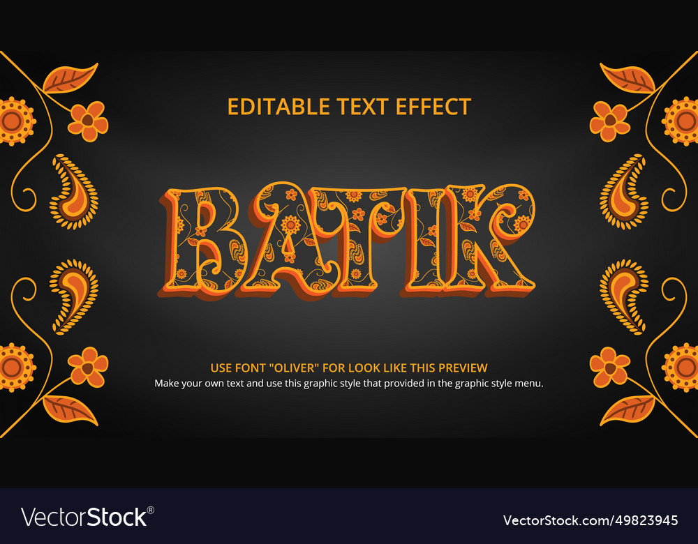 Editable batik text effect Royalty Free Vector Image