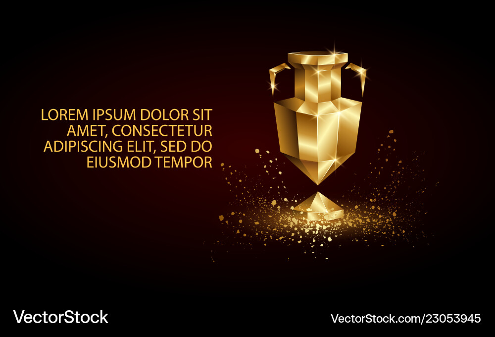 Golden low poly euro cup banner Royalty Free Vector Image