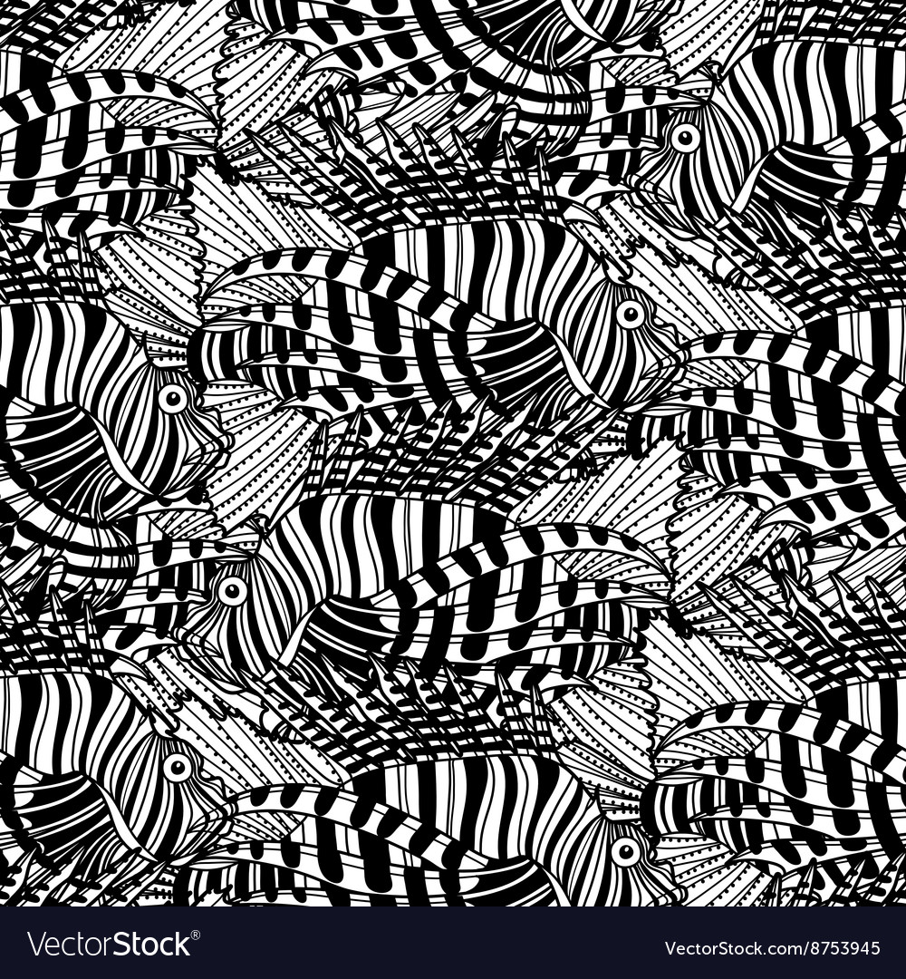 Graphic lion fish pattern Royalty Free Vector Image